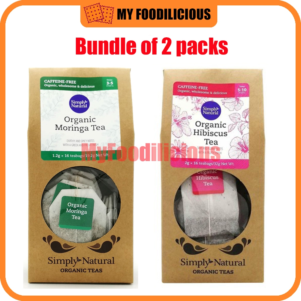 Simply Natural Organic Hibiscus Tea 2g/16 teabags Moringa Tea 1.2g/16 ...