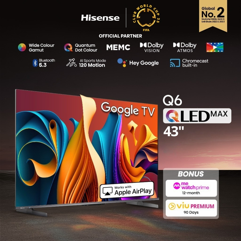 Hisense Q6N 43 inch QLED MAX 4K Google TV | 2025 Quantum Dot Technology ...