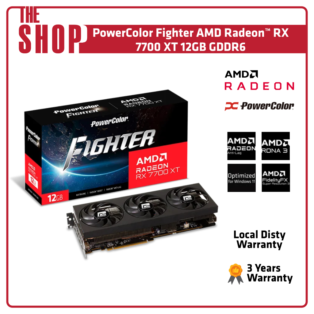 PowerColor Fighter AMD Radeon™ RX 7700 XT 12GB GDDR6 (3 YEARS WARRANTY ...