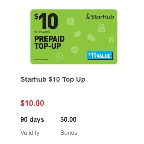 StarHub Prepaid $10 Main Balance – 90 Days Validity | Top-Up / Recharge ...