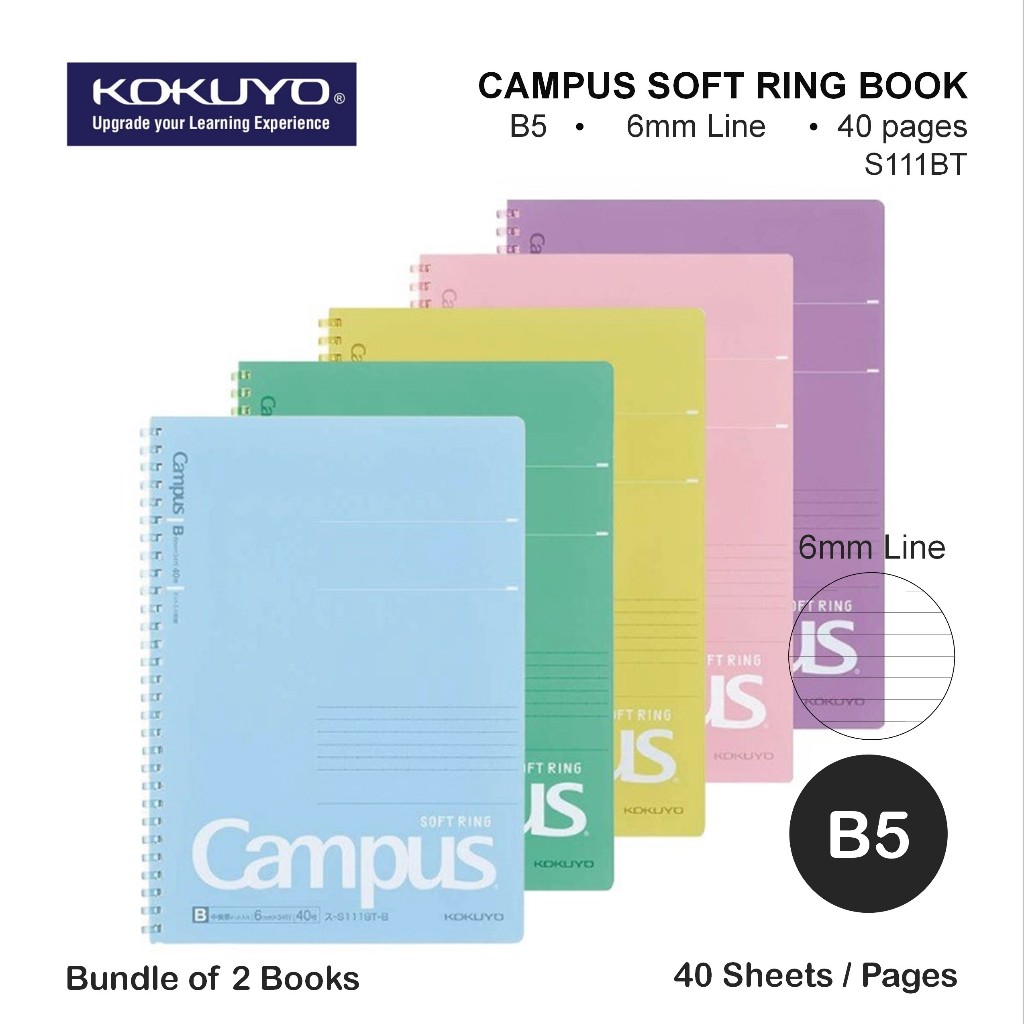 Kokuyo Campus Soft Ring Book Line 6mm B5 S111BT (1 Book / 2 Books Bundle) | Shopee Singapore