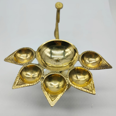 Traditional Brass Panchmukhi Diya For Pooja Arti | Panchamukhi Diya for ...