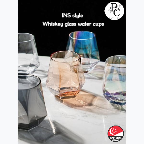 INS style Whiskey glass water cups Diamond crystal glass cup Heat ...