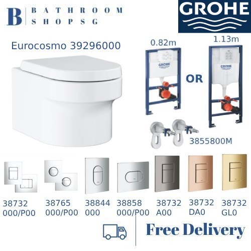 Grohe Eurocosmo 39296000 Wall Hung Toilet Bundle with Rapid SL Wall ...