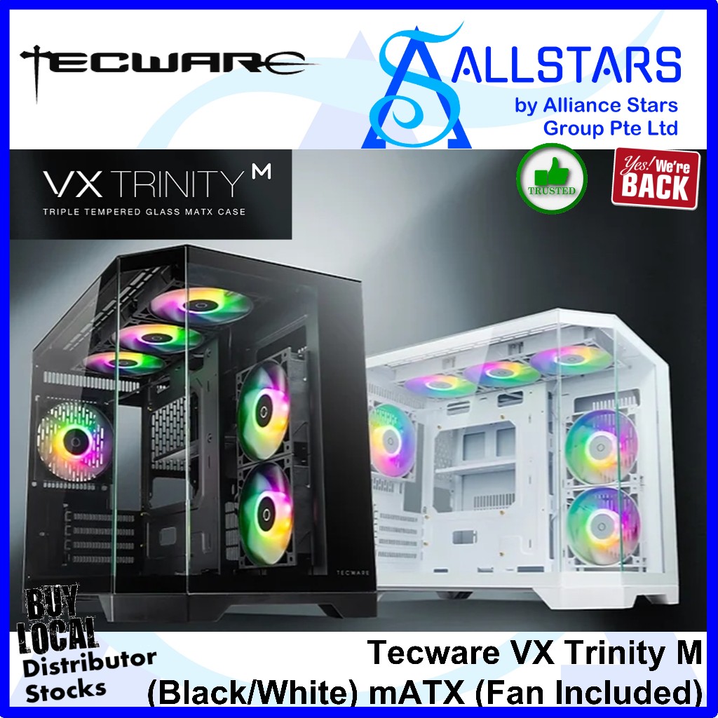 Tecware VX Trinity M ARGB mATX Chassis (3 ARGB fans Included) / Triple ...