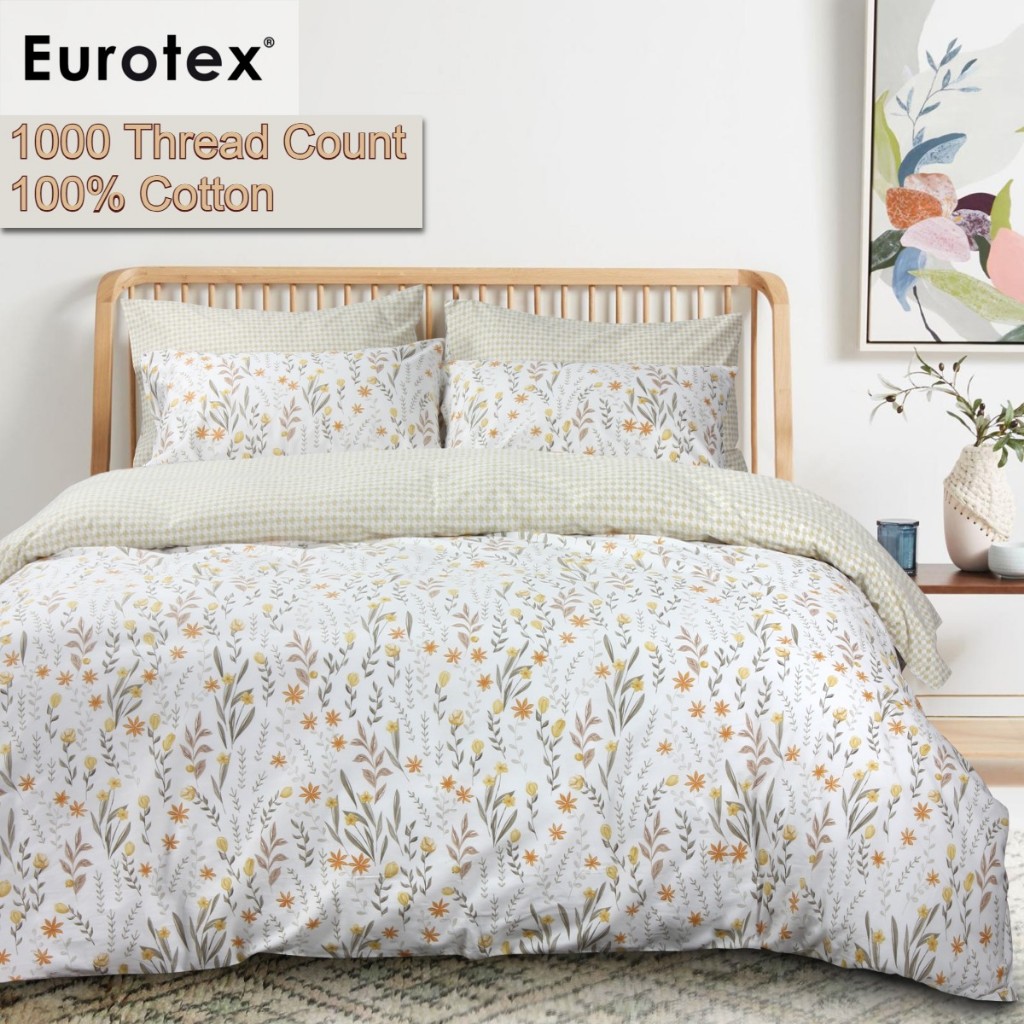 Eurotex, 1000 Thread Count 100% Cotton, Fitted Bedsheet Set / Bedset ...