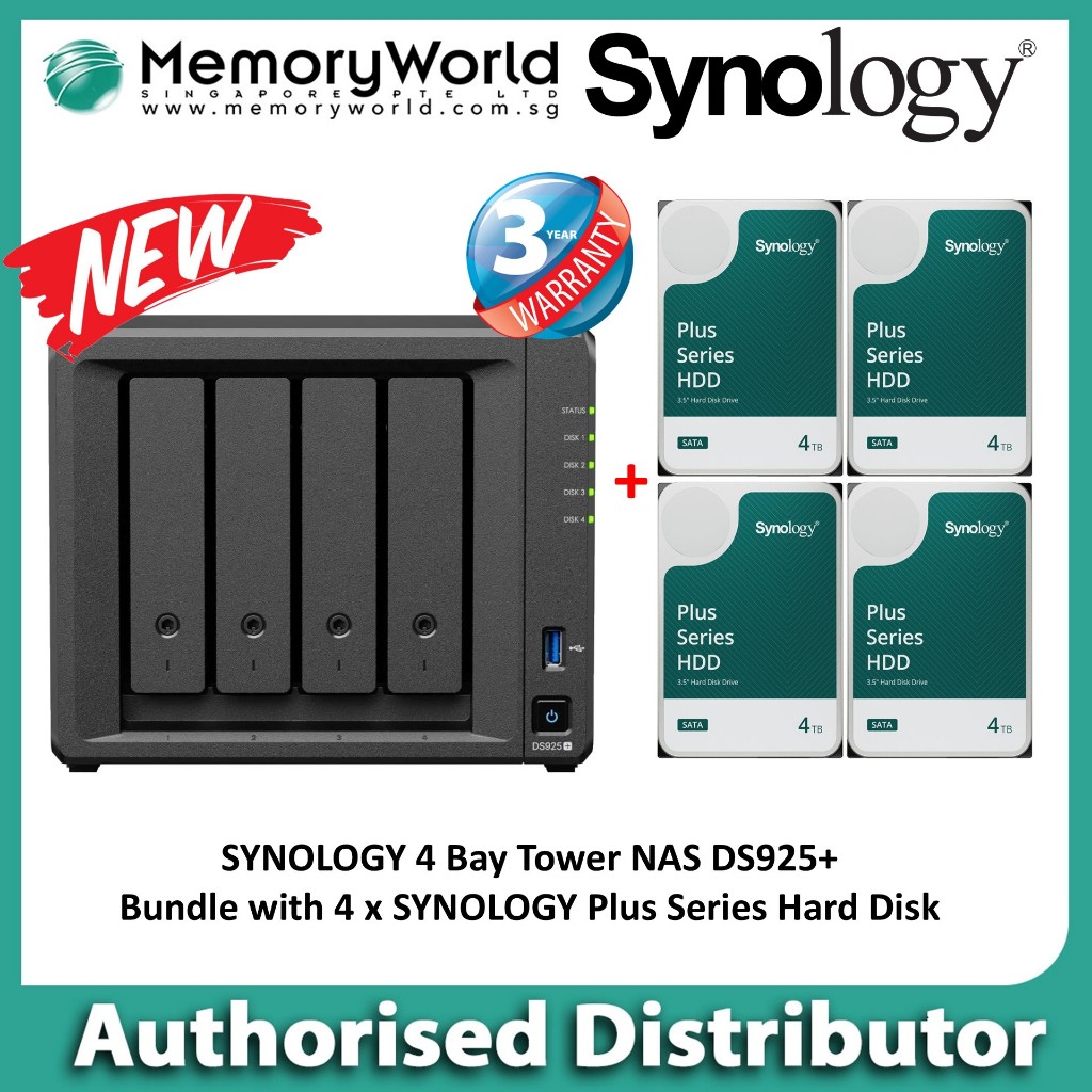 [SYNOLOGY Distributor] SYNOLOGY DS925+ 4 Bay DiskStation NAS Bundle ...