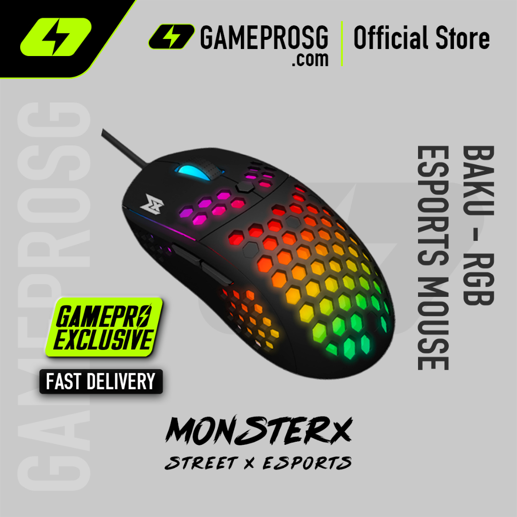 MonsterX BAKU Wired Esports Mouse 12000 DPI PIXART PMW 3360 Optical ...