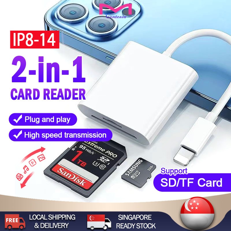 【SG】2 in 1 SD Card Reader Portable Lightning to SD+TF Card Camera Photo ...