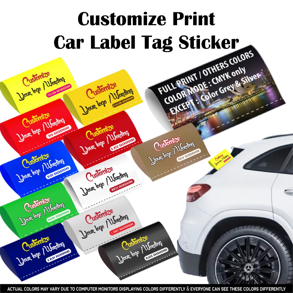Customize Print Car Label Tag Sticker with Your Own Design Logo Wording ...