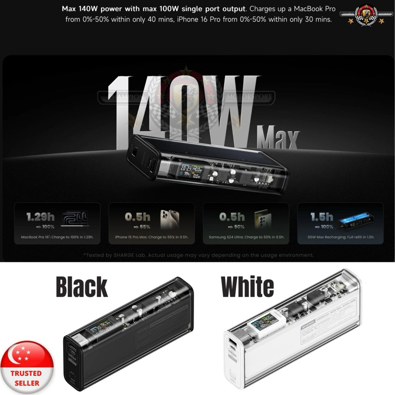 Shargeek/Sharge 140 Max 140W Output | 20,000mAh/72Wh Laptop Power Bank ...