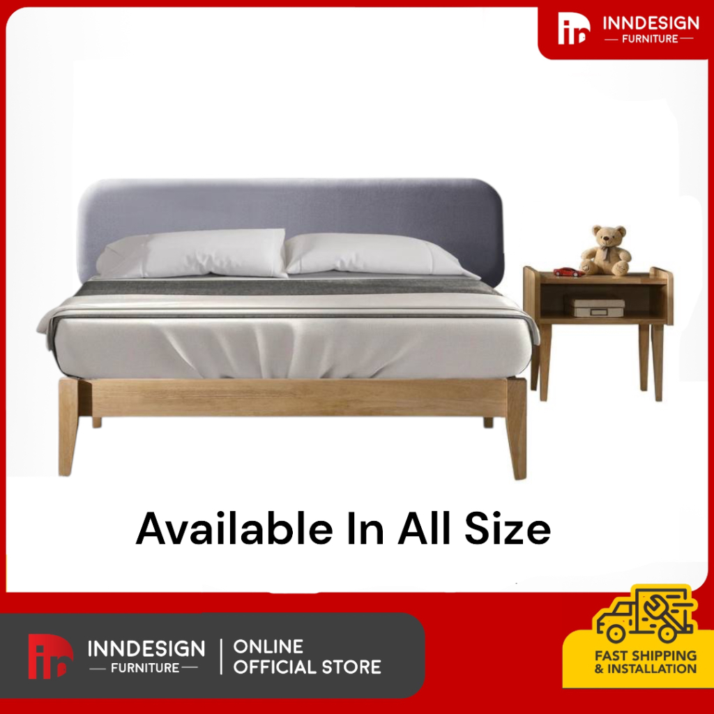 INNDESIGN Single / Super Single Wooded Solid Wood Bedframe | Shopee ...