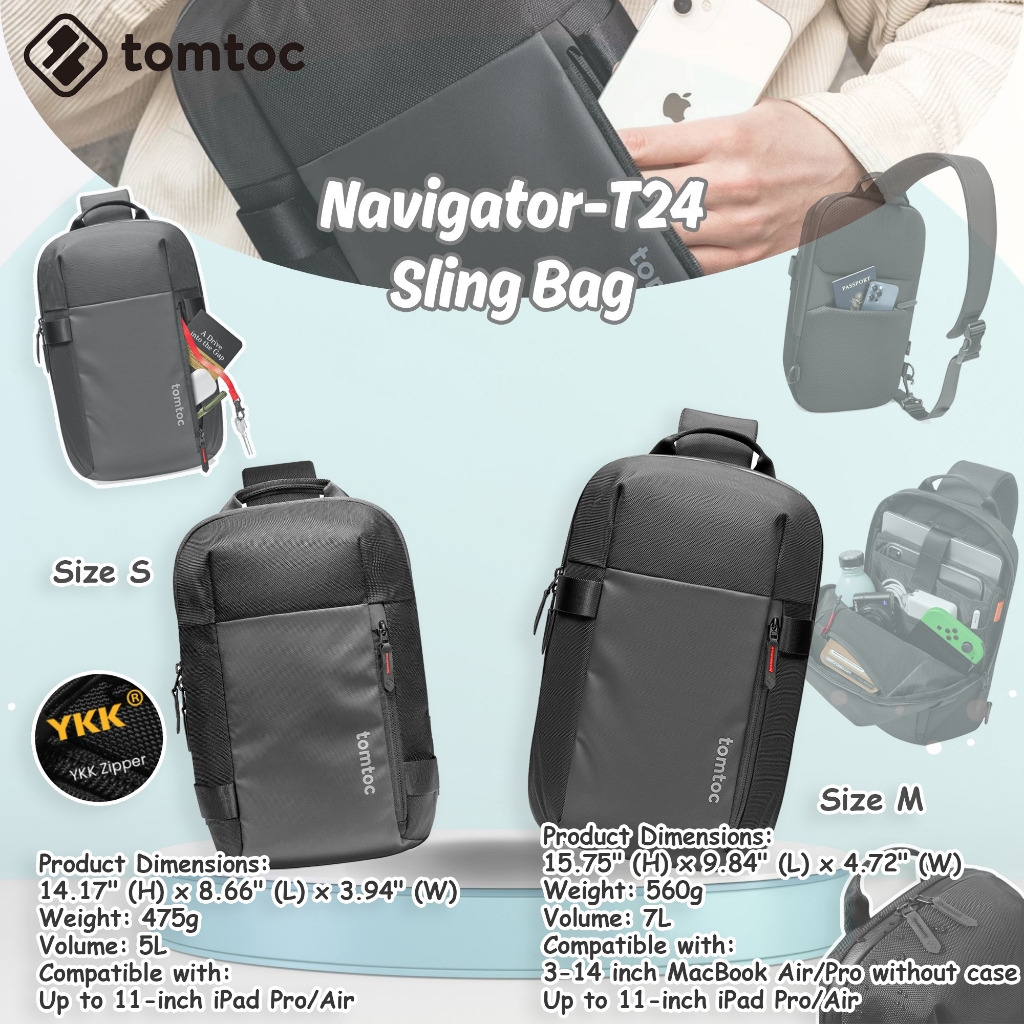 Tomtoc Navigator-T24 Sling Bag | 5L - 7L | 11 inch - 14 inch | Shopee ...