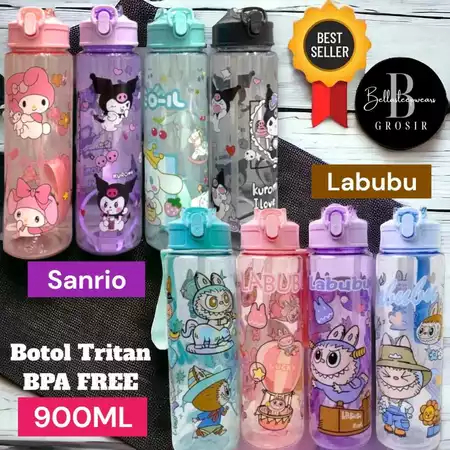 💯SG Ready Stock 570ml Botol Air Kuromi Labubu Water Bottle Kids Straw Bpa Free Botol Kawaii ...