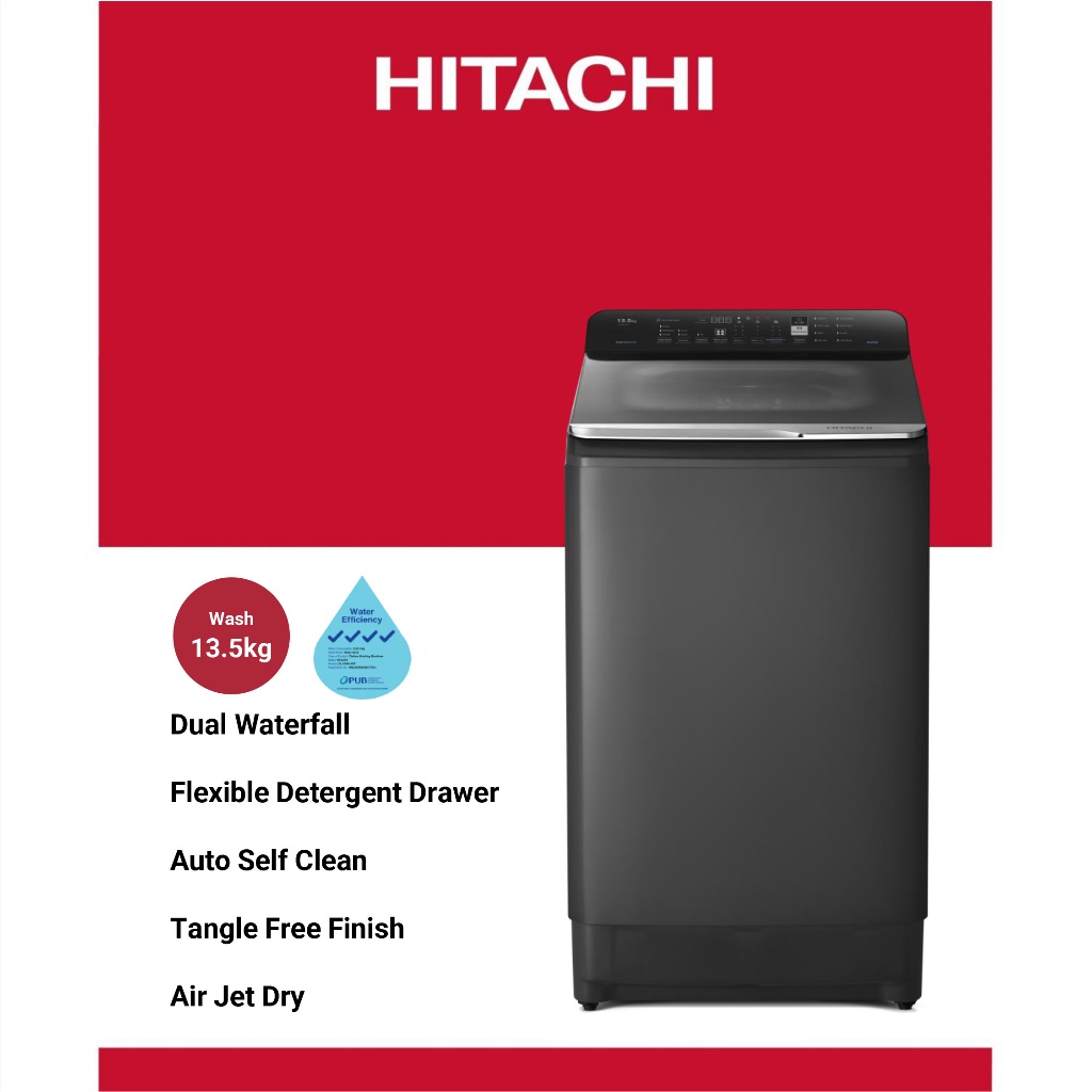 Hitachi Dual Waterfall Top Load Washer 13.5kg LTL H3MVJWT | Shopee ...