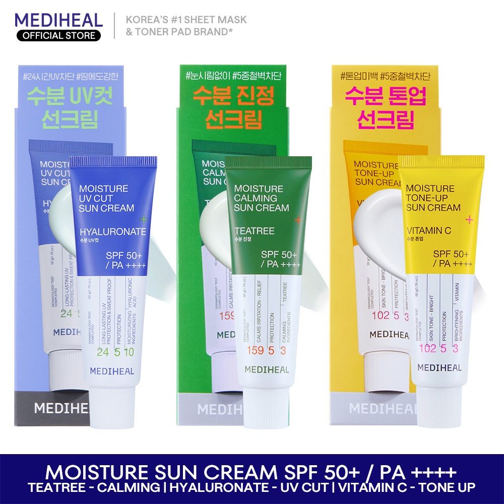 MEDIHEAL Moisture Sun Cream 50g [CALMING-Teatree|UV CUT-Hyaluronate ...