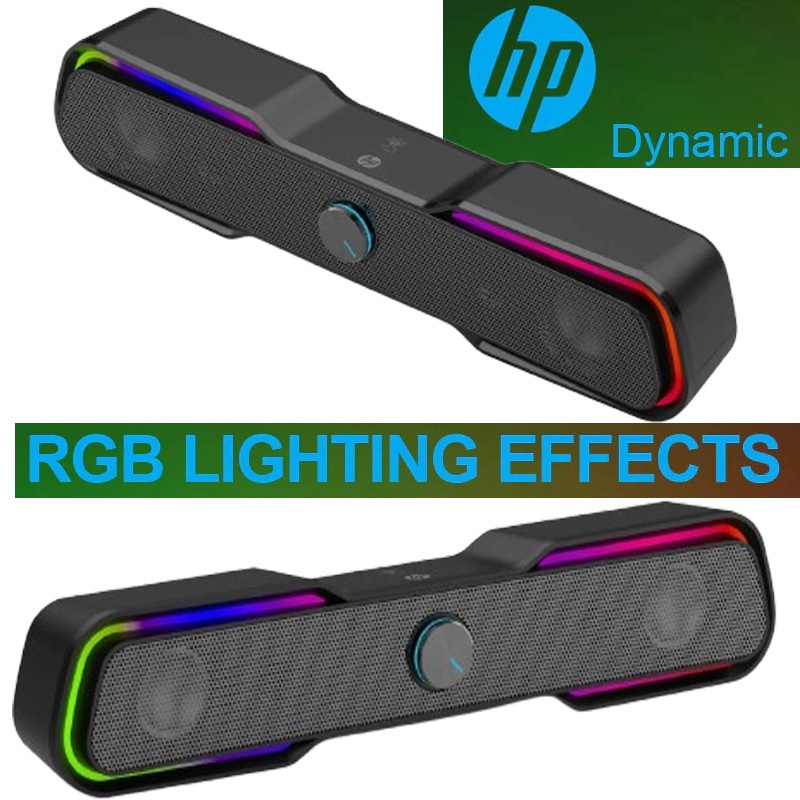 HP USB speaker Sound Bar Multimedia Speakers Stereo Sound RGB Backlight ...