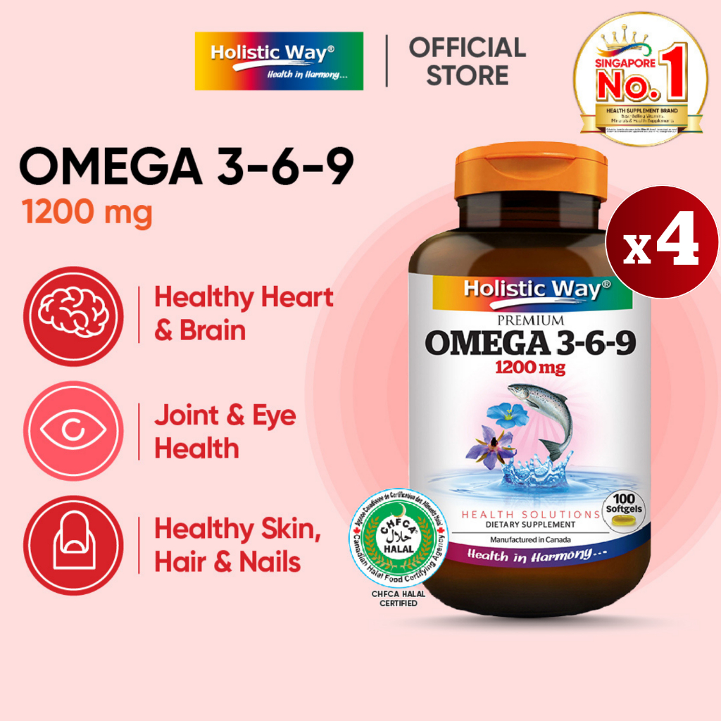 [Bundle of 4] Holistic Way Premium Fish Oil Omega 3-6-9 1200mg - Halal ...