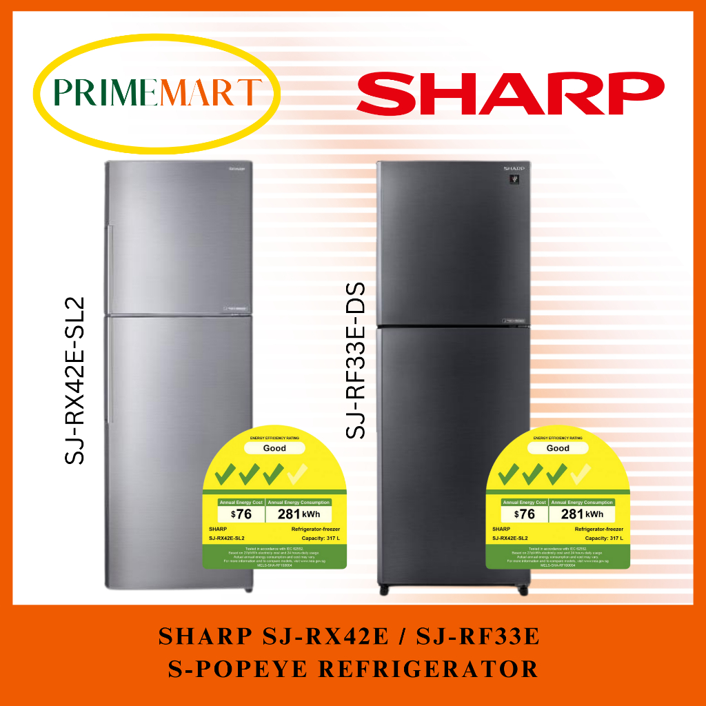 *CLIMATE & CDC AVAIL * SHARP SJ-RF33E-DS 330L S-POPEYE REFRIGERATOR - 2 ...