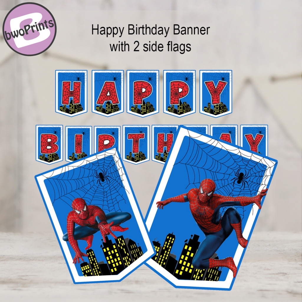 Spiderman Happy Birthday Banner Party Cake Topper Cupcake Toppers ...