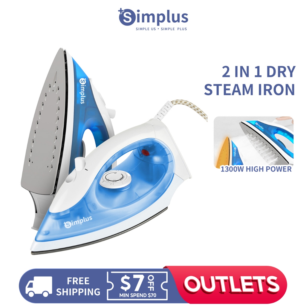 Simplus Iron Steam Garment Steamer Iron Non Stick Soleplate 1300W Power ...