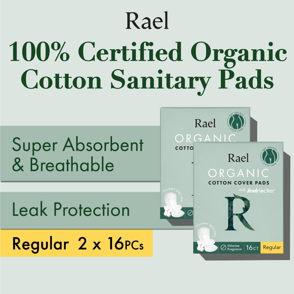 Rael Sanitary Pads with Certified Organic Cotton Cover Regular (2x16pcs ...