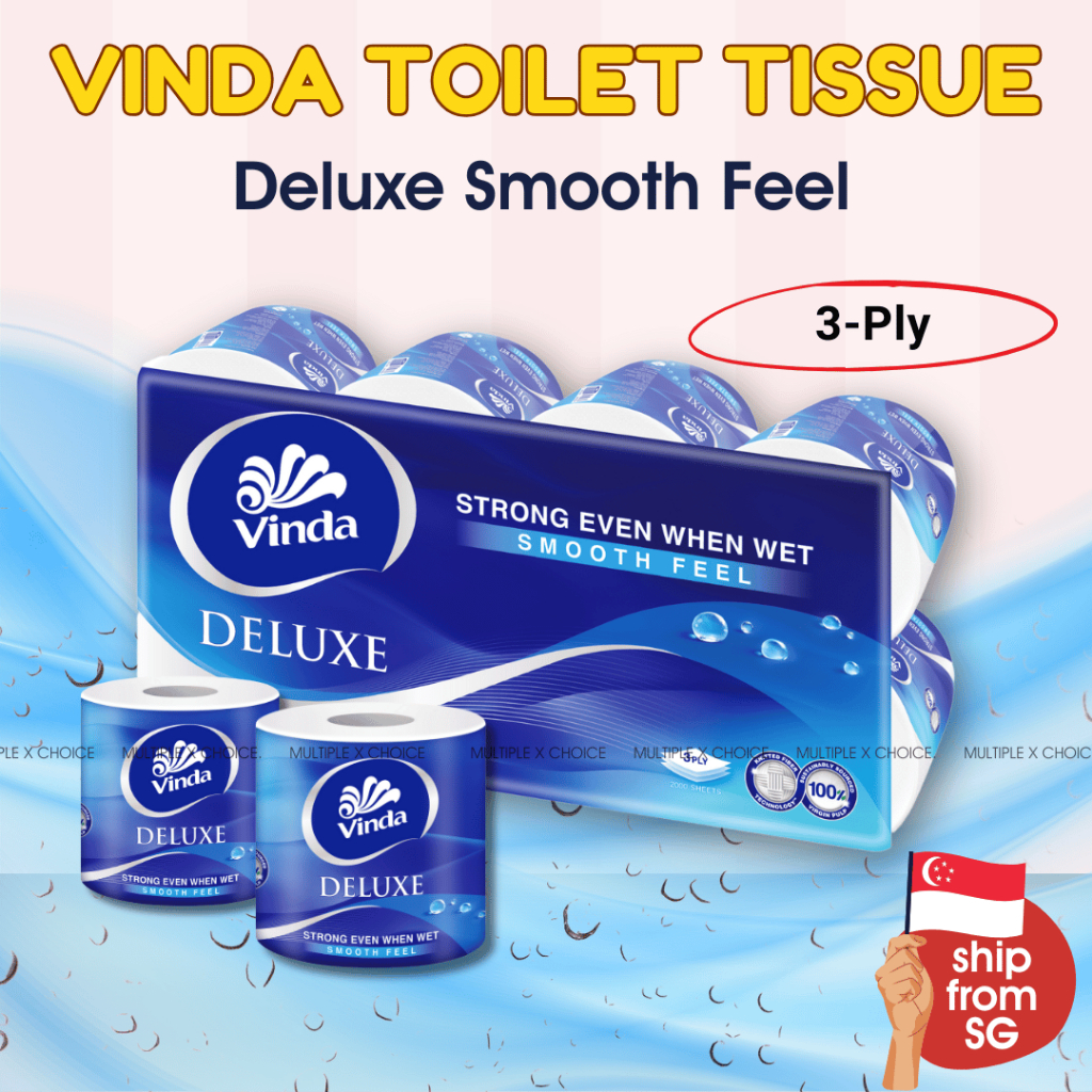Vinda Deluxe Toilet Tissue - 3-Ply Smooth Feel | Ultra Soft & Strong ...