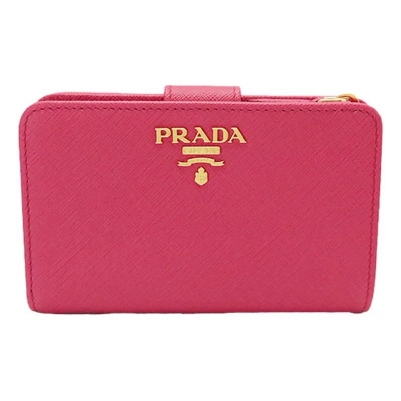 Prada Bifold Wallet Saffiano Peonia Peony Pink 1ML225 | Shopee Singapore