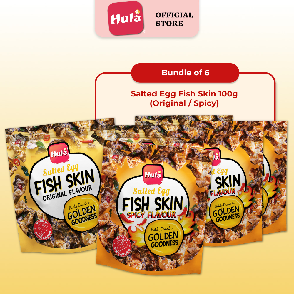 [Bundle of 6] Hula Salted Egg Fish Skin 100g (Original / Spicy ...