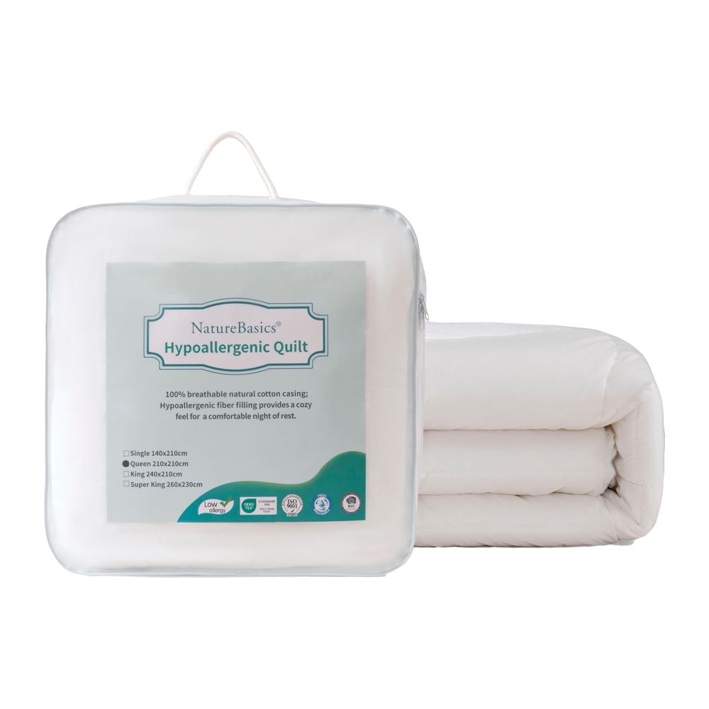 Nature Basics Hypoallergenic Quilt | 100% Cotton Fabric | High Loft ...