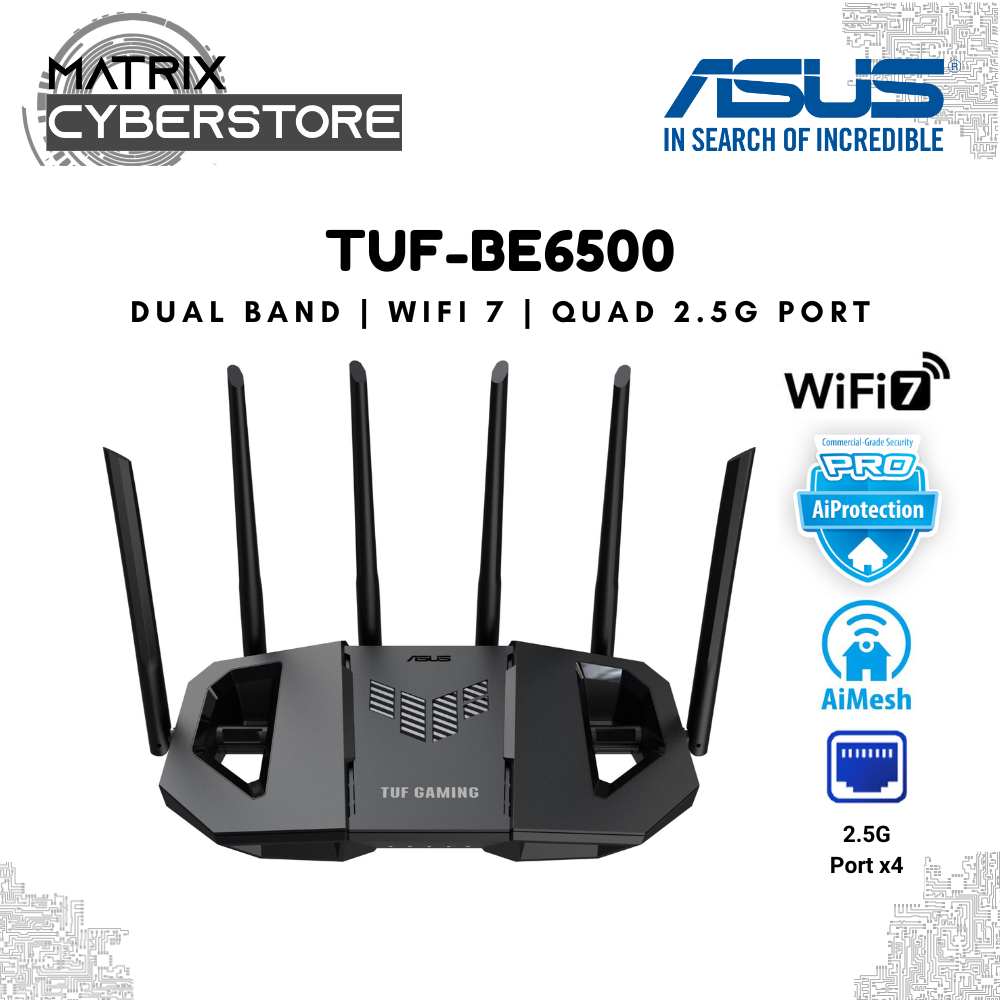 ASUS TUF Gaming BE6500 Dual Band WiFi 7 (802.11be) Extendable Gaming ...