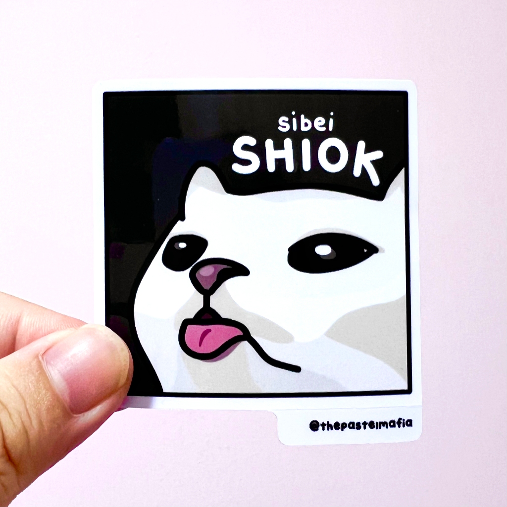 (SG) "sibei shiok" singlish cat meme waterproof vinyl sticker (1 Piece ...