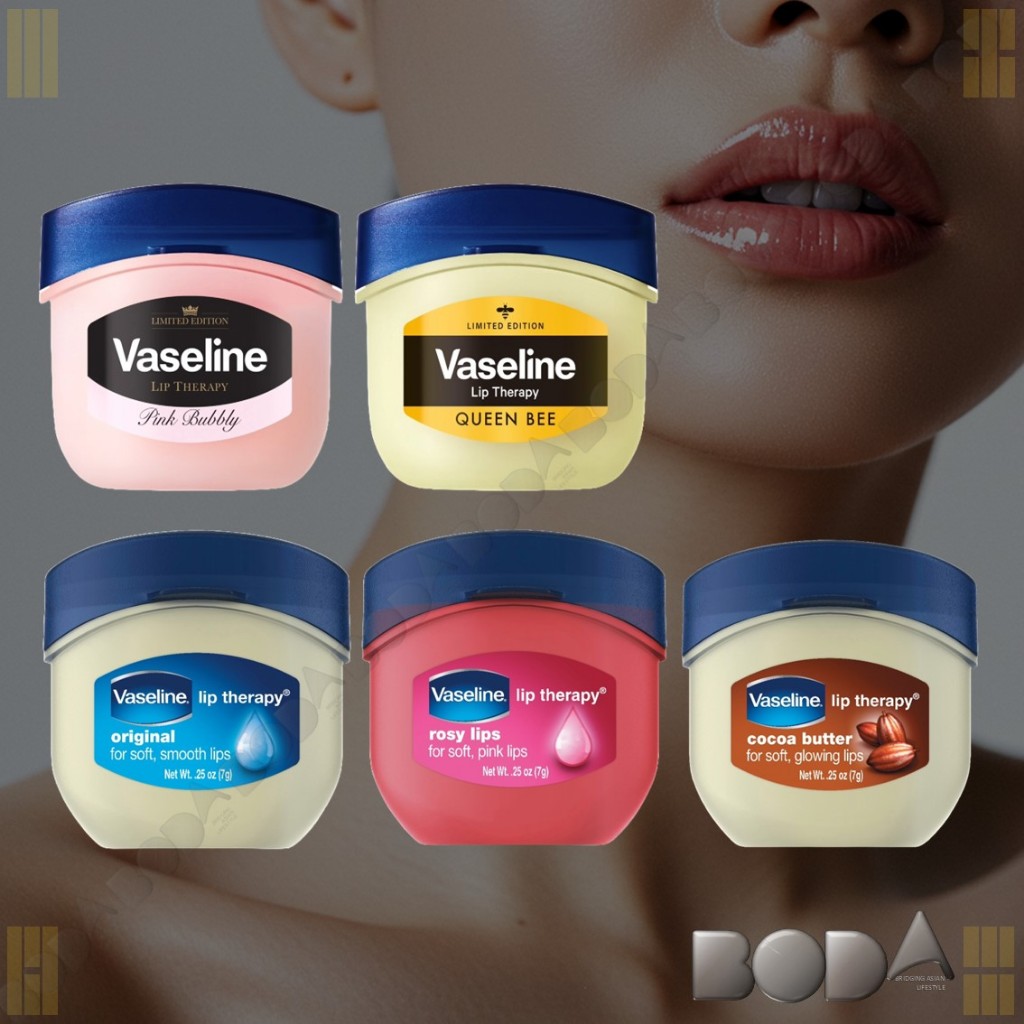 VASELINE Lip Therapy 7g Original, Rosy Lips, Cocoa Butter, Pink Bubbly ...