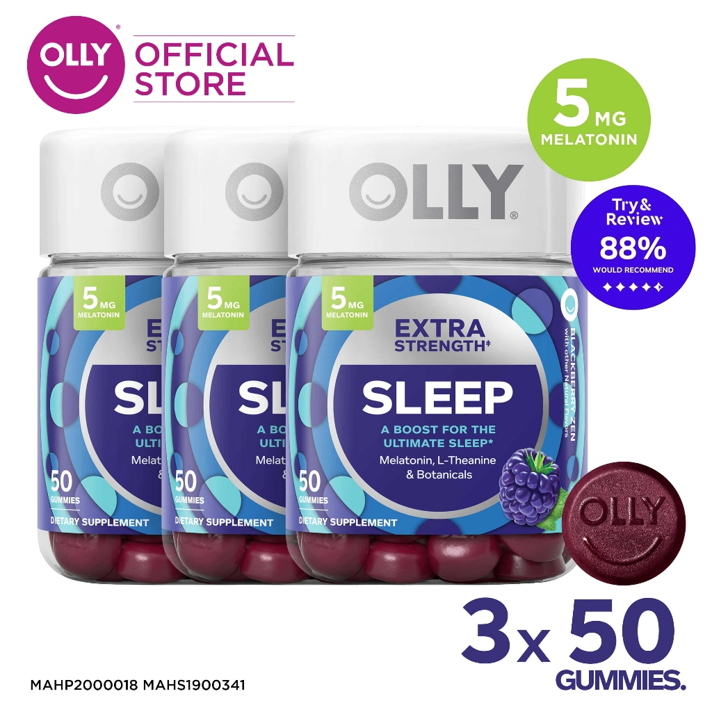 [Bundle of 3] OLLY Extra Strength Sleep Gummy Supplements with ...