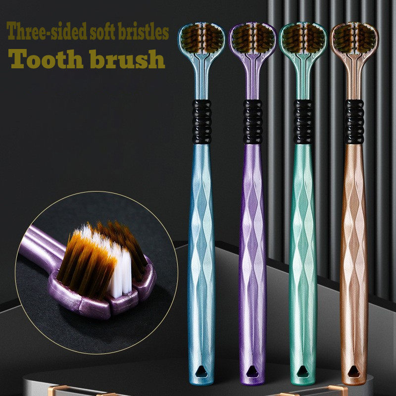 Three-Sided Soft Toothbrush Adult Kids Toothbrush Ultra Fine Soft ...