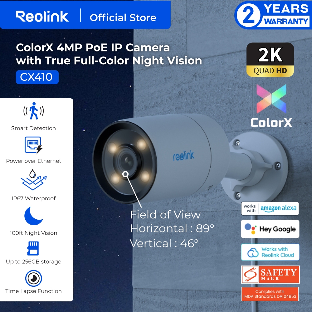 Reolink CX410 : Time Lapse ColorX 2K 4MP PoE IP Camera with True Full ...