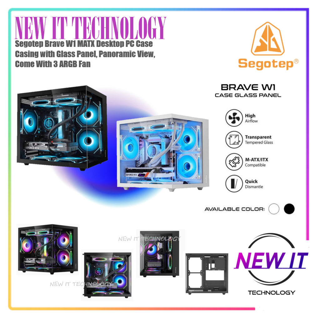 Segotep Brave W1 MATX Desktop PC Case Casing with Glass Panel ...