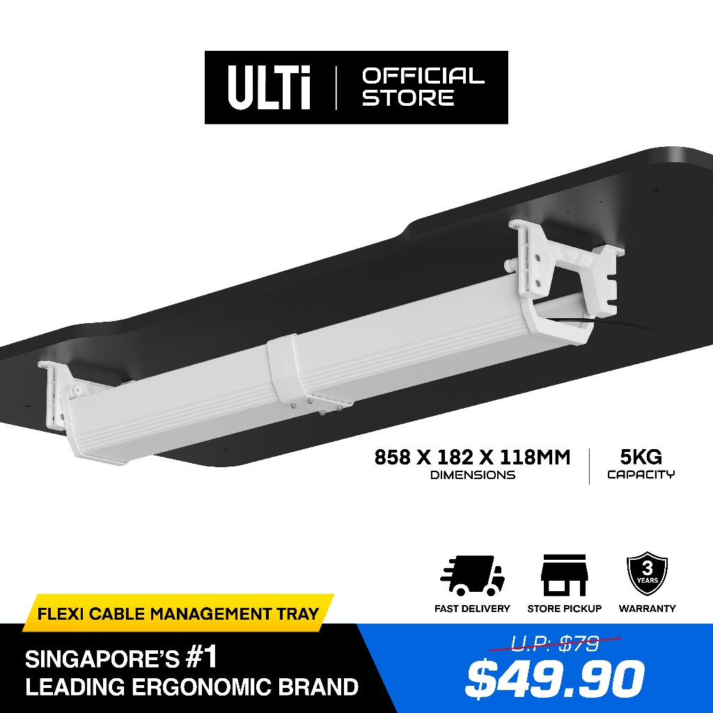 [NEW] ULTi Flexi Easy-Access Cable Management Tray, Drill or Adhesive ...