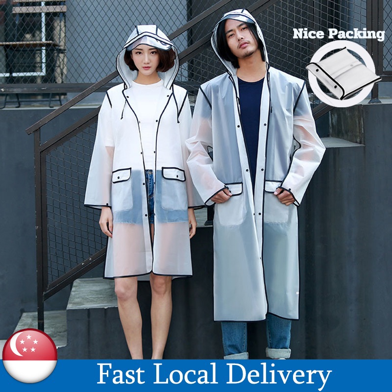 ️‍🔥【SG STOCK】EVA Raincoat Single Breasted with Transparent Cover ...