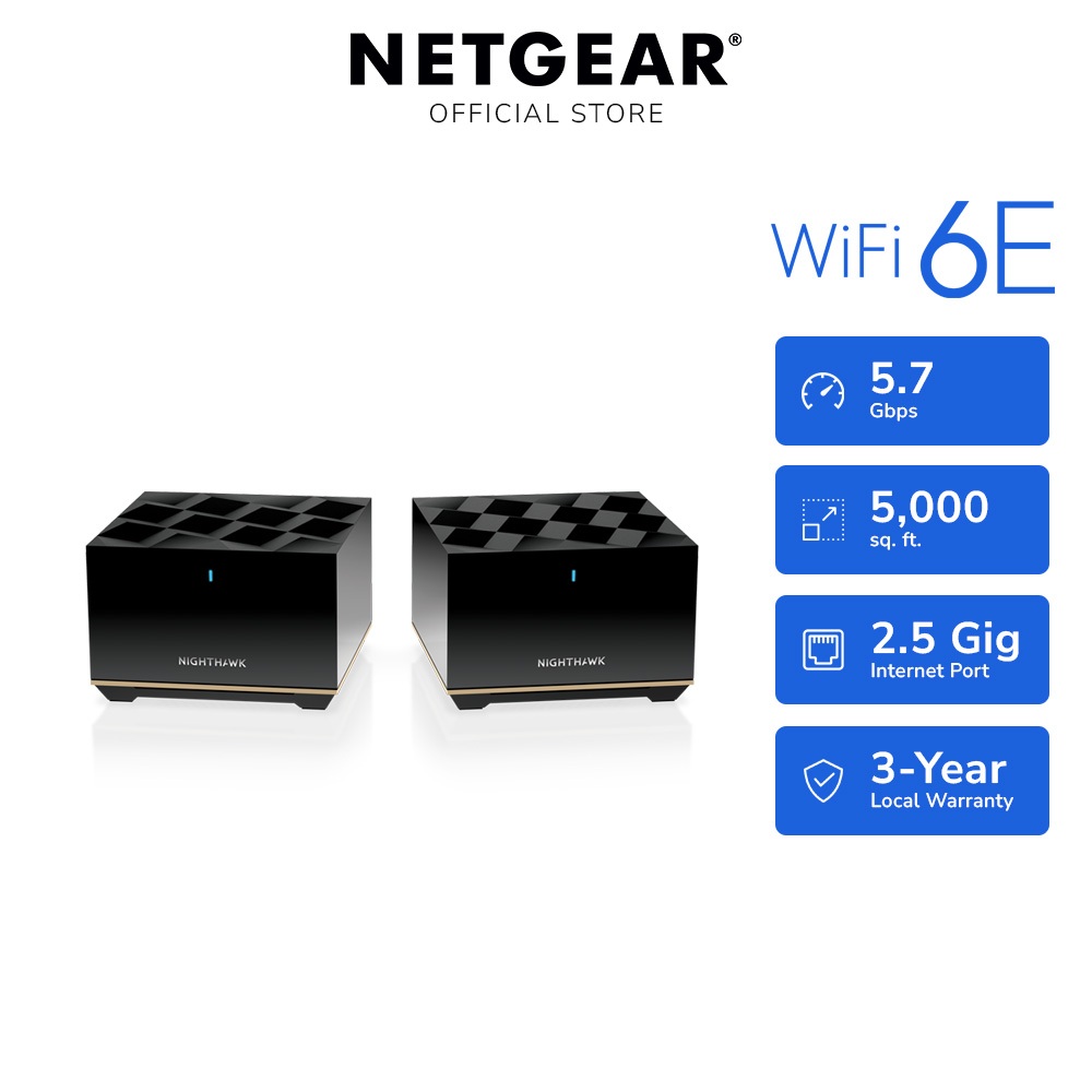 NETGEAR Nighthawk (MK92) WiFi 6E Mesh System : 2-Pack, Tri-Band, Up to ...