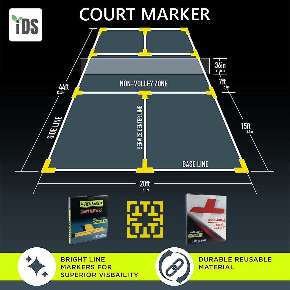 Pickleball Court Marker Kit Silicone Lines Marking Set Badminton Court Boundary Marker Official ...