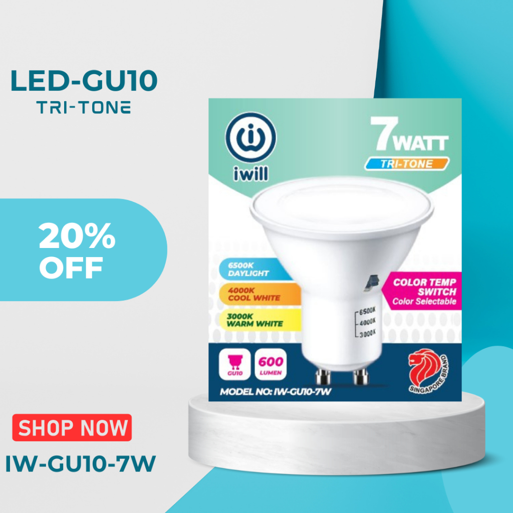 New Arrival! IWILL Color Selectable 7W TRI-TONE LED GU10 (Color ...