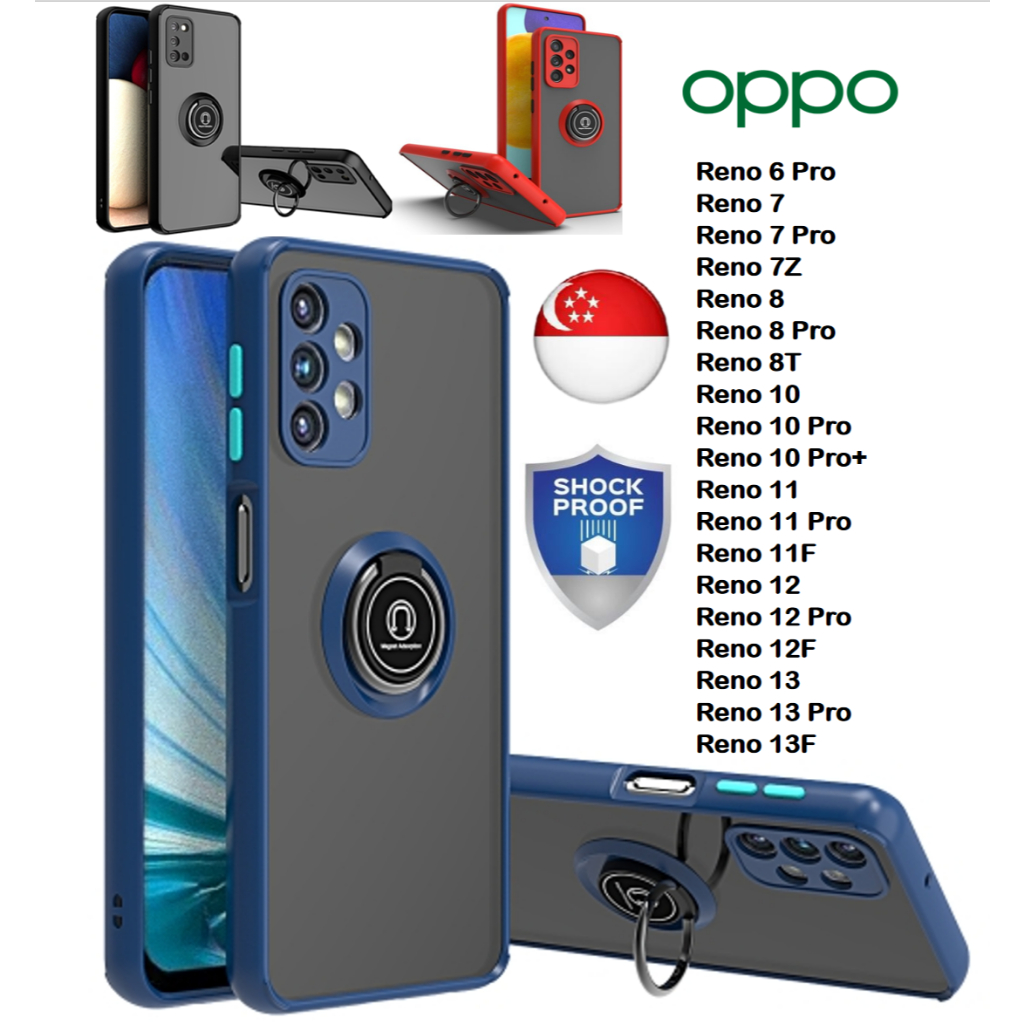 [Frosted Matte Ring] Premium Case OPPO Reno 13 12 10 Pro+ Reno 11F 6 7 ...