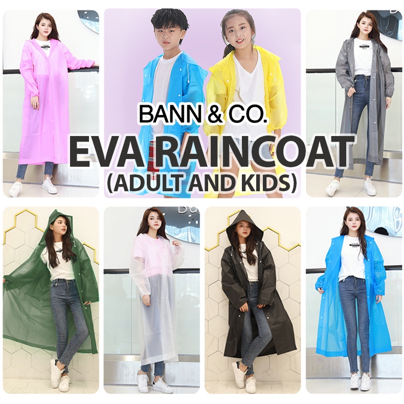 EVA Adult/Kids Reusable Raincoat - Unisex, Free Size, Lightweight ...