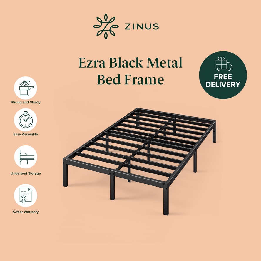 Zinus Bed Frame Black Metal 35cm | Shopee Singapore