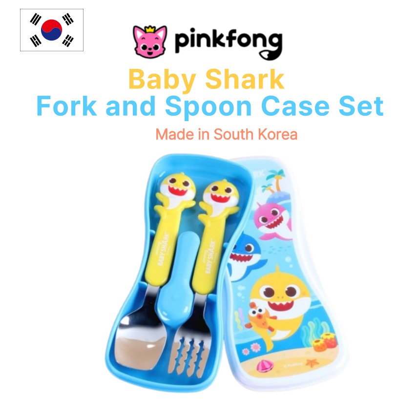 [korea]Pinkfong Baby Shark Spoon and Fork Case Set For Kid | Shopee ...