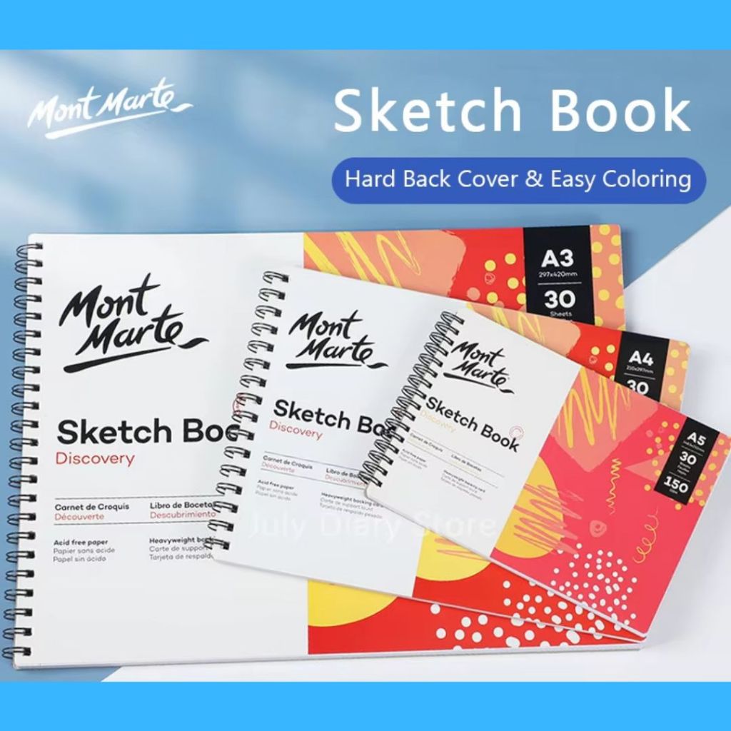 Mont Marte Discovery Sketch Book Spiral Bound A3/A4/A5- 150gsm 30 Sheet ...