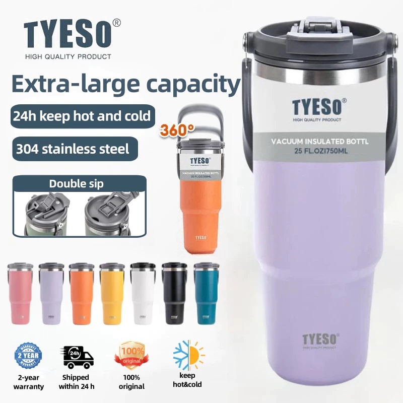 Original Tyeso Vacuum Insulated Tumbler Hot And Cold Thermoflask Stainless Steel Water Bottle ...