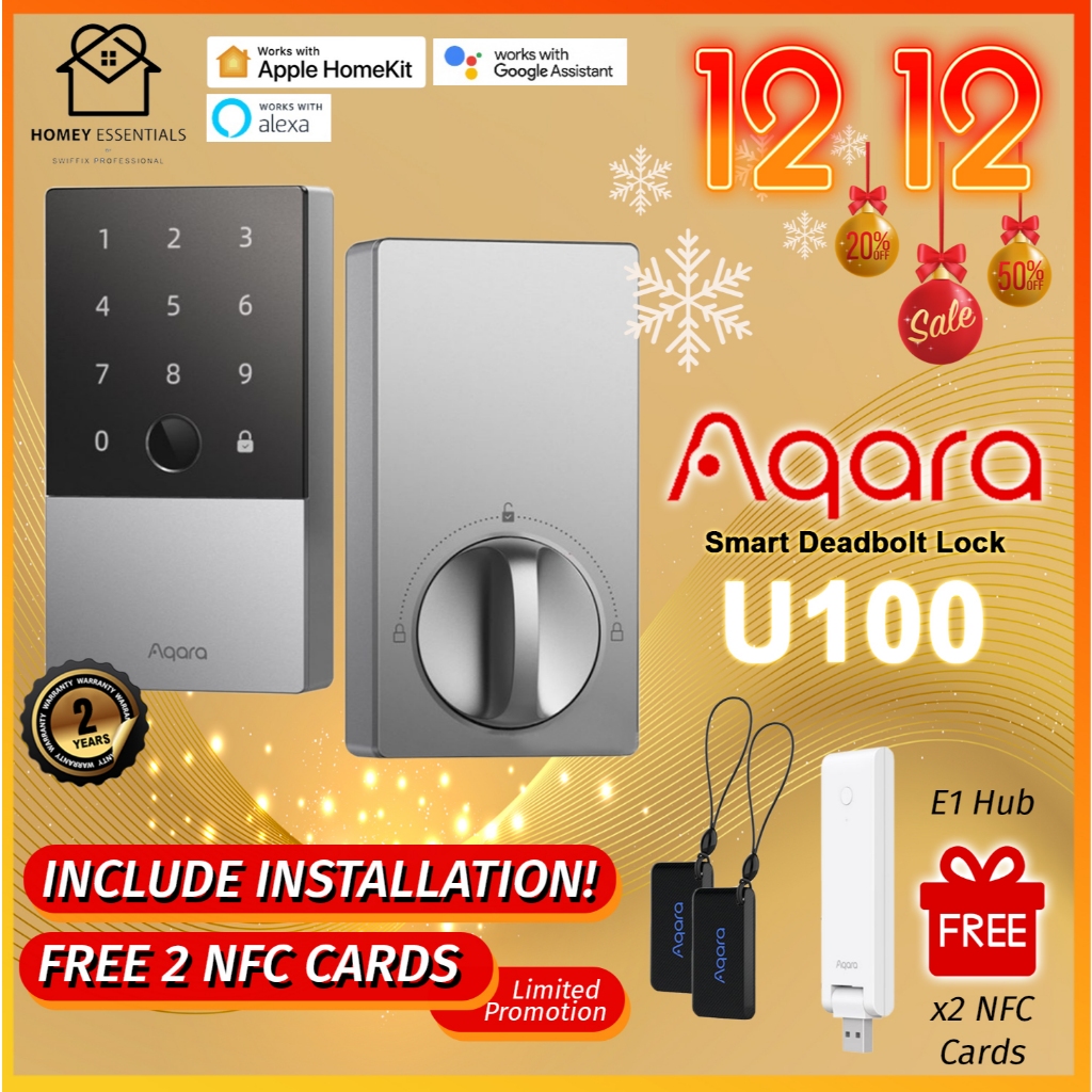 SG STOCK Aqara U100 Smart Door Lock | 2 Years Aqara Warranty | SG Local ...