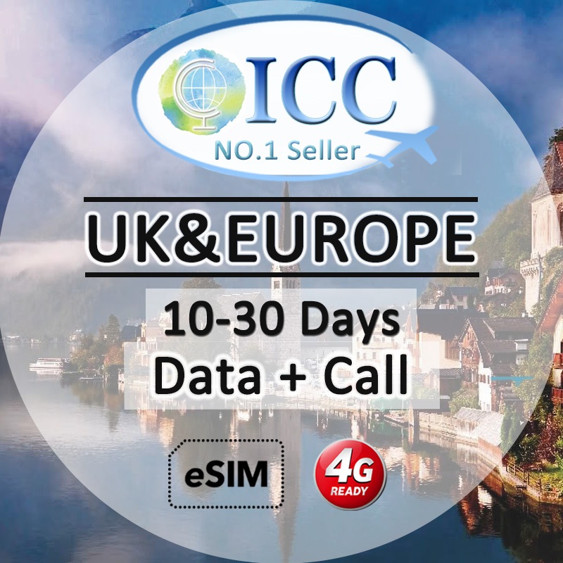 ICC eSIM- Europe & UK EU-A 10-30 Days 5G/4G Data + Europe Call | Shopee ...